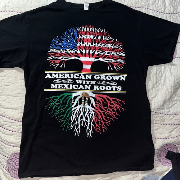 Shirts | Medium Black Tshirt American Grown With Mexican Roots | Poshmark
